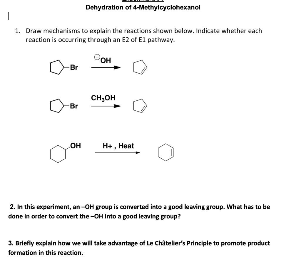 Solved Dehydration of 4-Methylcyclohexanol 1. Draw | Chegg.com Solved Dehydration of 4-Methylcyclohexanol 1. Draw | Chegg.com