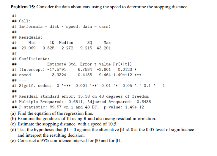 Solved 1) Find the equation of the regression line. (b) | Chegg.com
