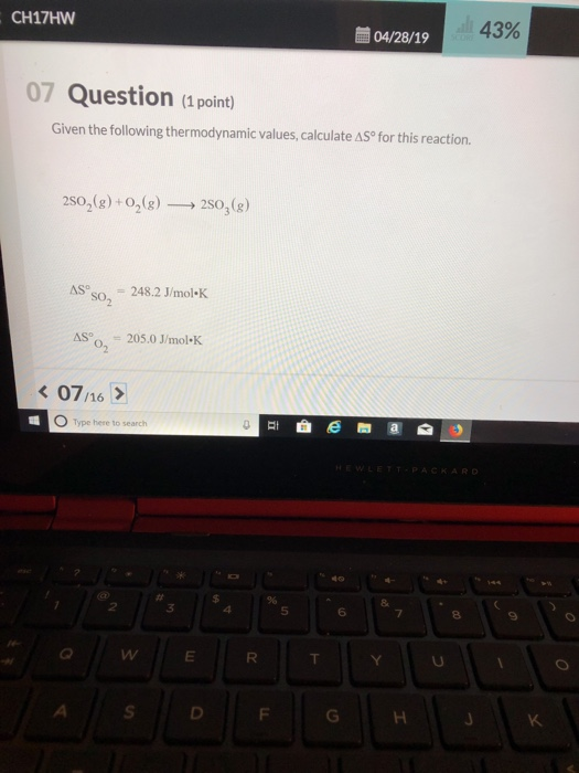 Solved Given the following thermodynamic values, calculate | Chegg.com
