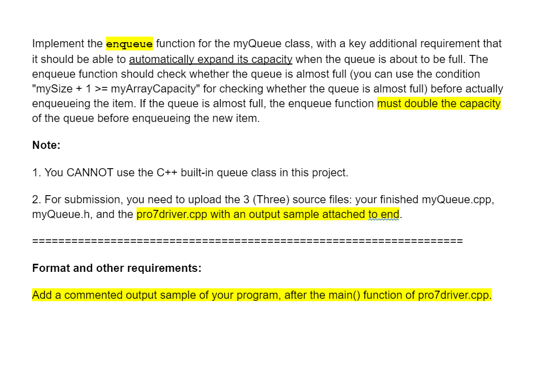 Solved Please complete the Enqueue Function from | Chegg.com