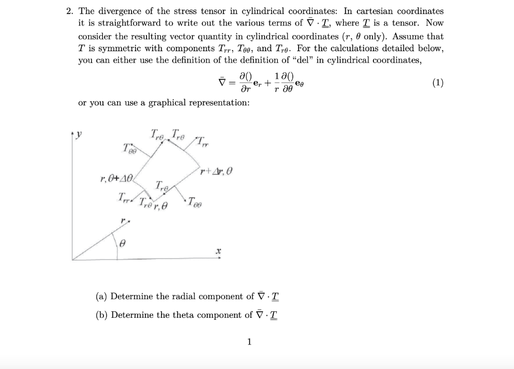 Solved The divergence of the stress tensor in cylindrical | Chegg.com