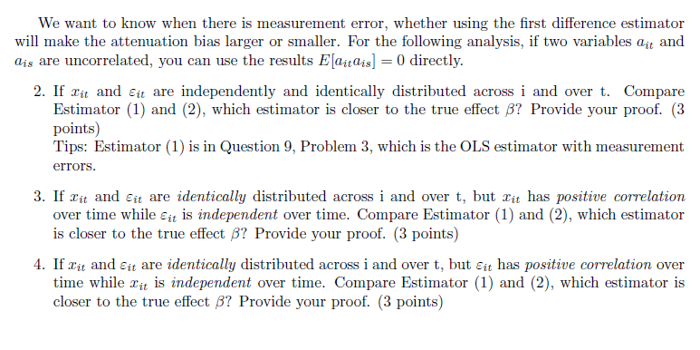 We want to know when there is measurement error, | Chegg.com