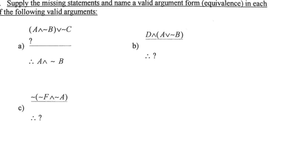 Solved Supply the missing statements and name a valid | Chegg.com