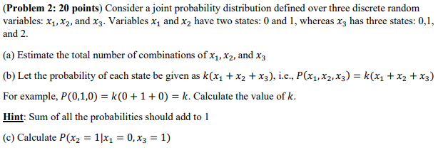 Solved (Problem 2: 20 points) Consider a joint probability | Chegg.com