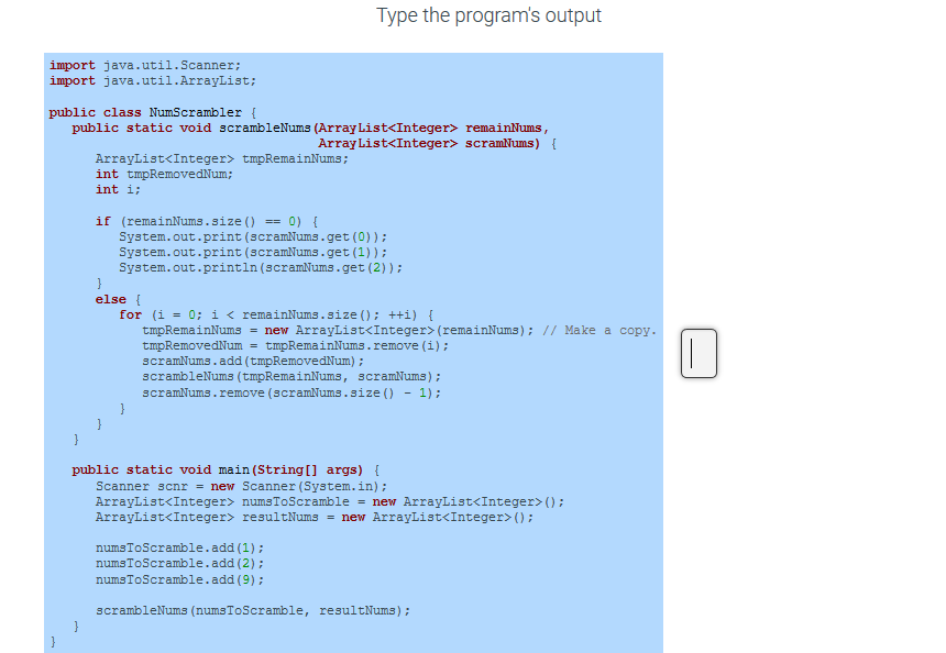 Solved Type the program's output import java.util.Scanner; | Chegg.com