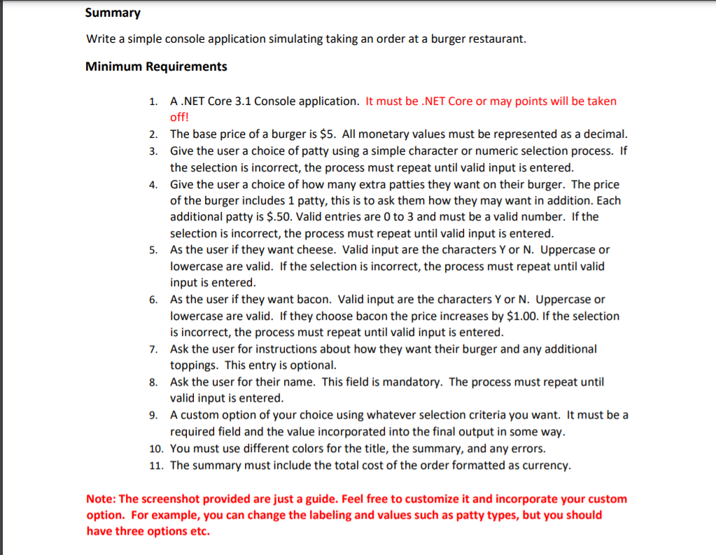 Solved Summary Write a simple console application simulating | Chegg.com