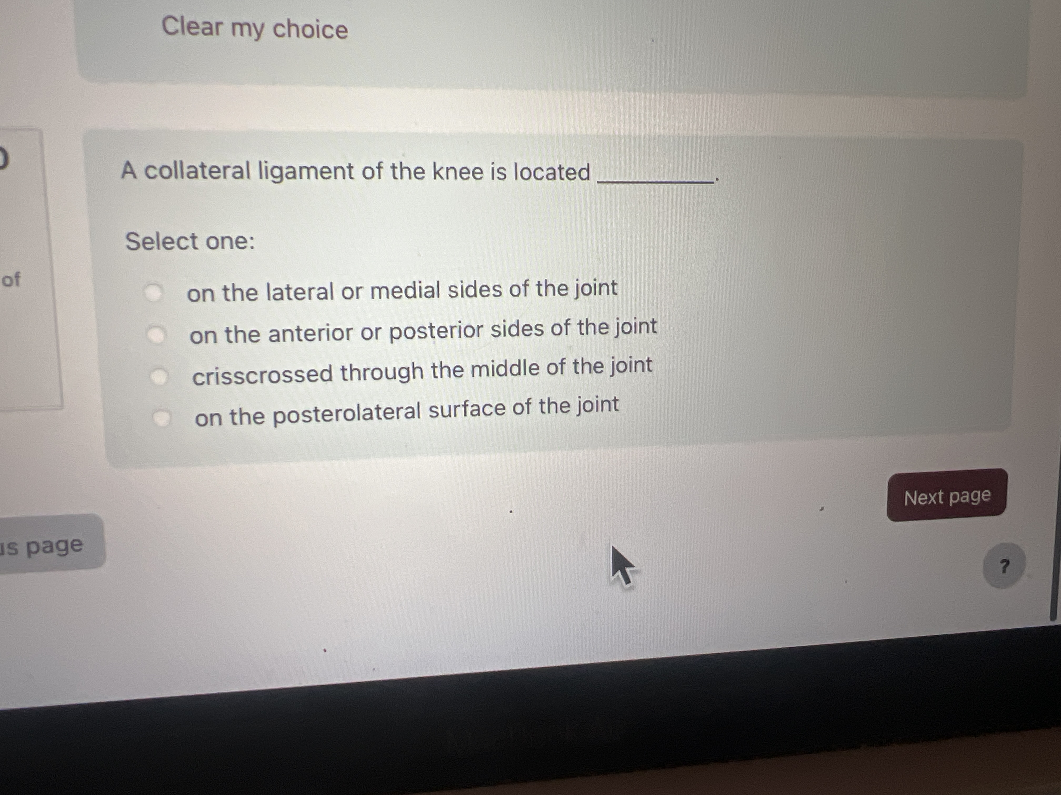 Solved A collateral ligament of the knee is locatedSelect | Chegg.com