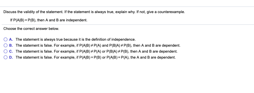 Solved Discuss the validity of the statement. If the | Chegg.com