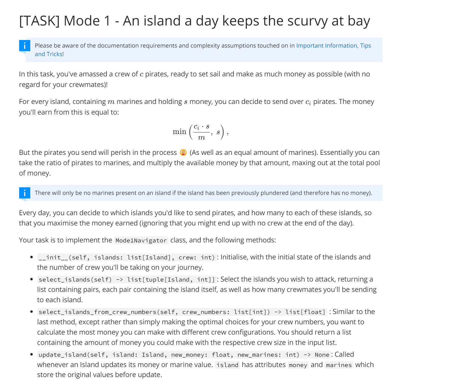 Solved [TASK] Mode 1 - An island a day keeps the scurvy at | Chegg.com