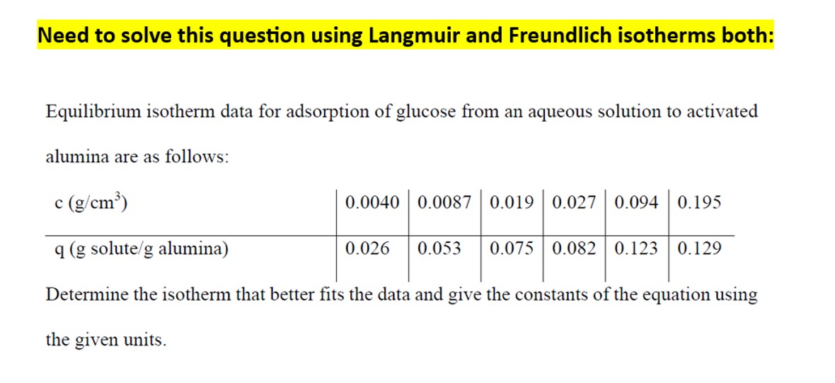 Solved Need to solve this question using Langmuir and | Chegg.com