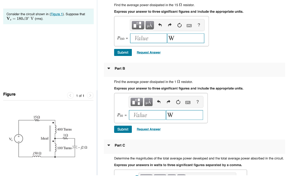 Solved Find the average power dissipated in the 152 | Chegg.com