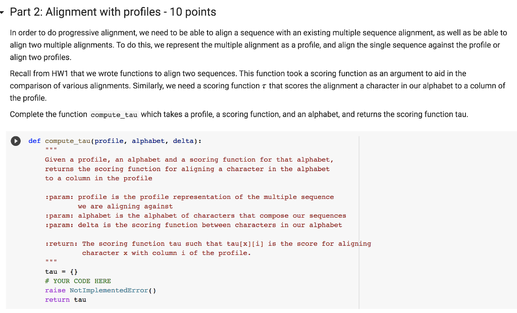 - Part 2: Alignment with profiles - 10 points In | Chegg.com