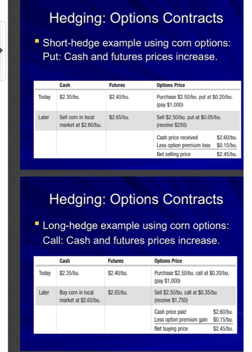 Solved Hedging: Options Contracts Short-hedge example using | Chegg.com