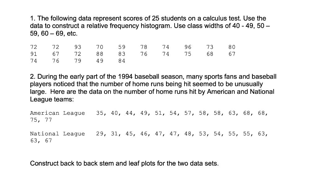 Solved 1. The following data represent scores of 25 students | Chegg.com