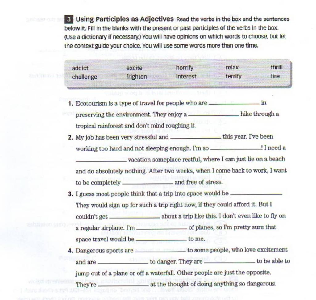 3 Using Participles as Adjectives Read the verbs in | Chegg.com
