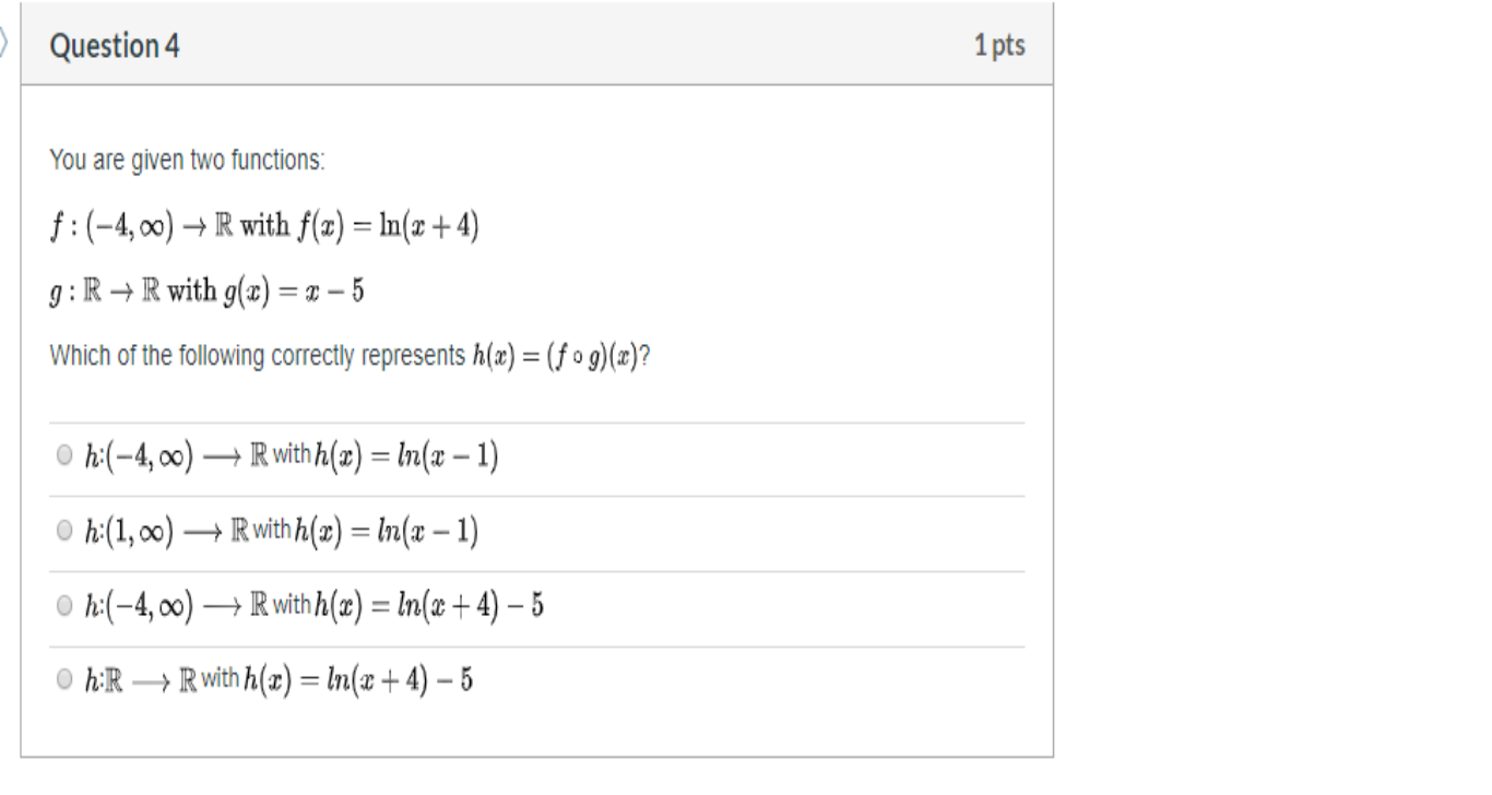 Solved 3 Question 4 1 pts You are given two functions: | Chegg.com