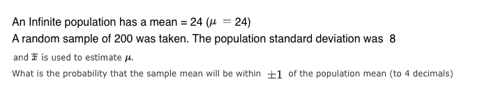 Solved An Infinite population has a mean = 24 (u = 24) A | Chegg.com