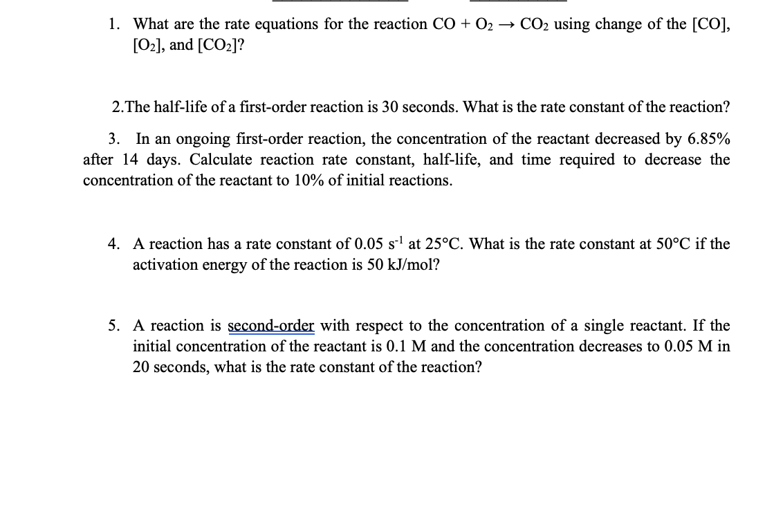Solved 1. What are the rate equations for the reaction | Chegg.com
