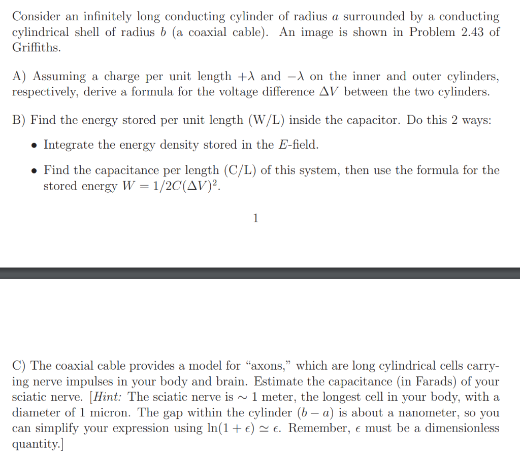 Solved Consider an infinitely long conducting cylinder of | Chegg.com