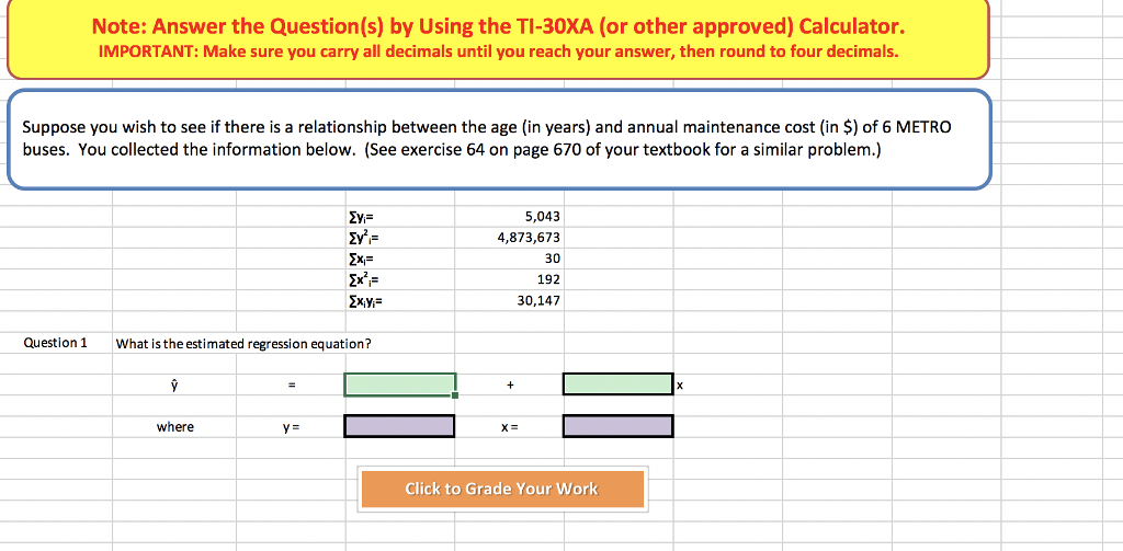 Solved Note: Answer the Question(s) by Using the TI-30XA (or | Chegg.com