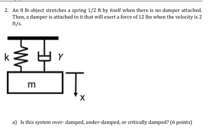Solved 2. An 8 lb object stretches a spring 1/2 ft by itself | Chegg.com