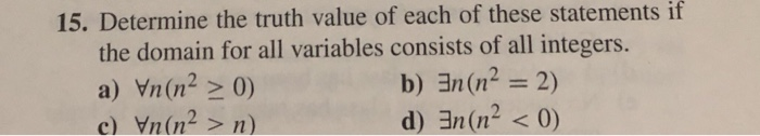 Solved 15. Determine the truth value of each of these | Chegg.com