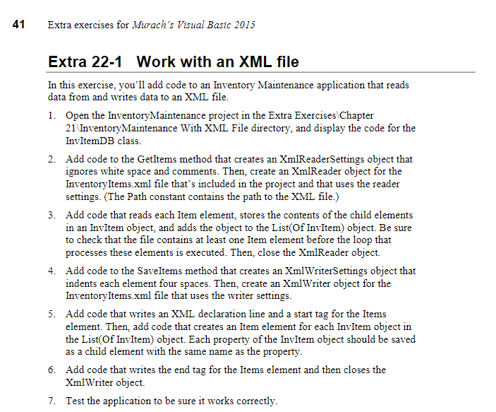 41Extra exercises for Murach's Visual Basic 2015 | Chegg.com