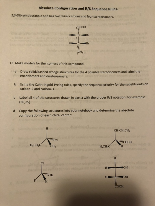 Solved Question about absolute configuration and R/S | Chegg.com