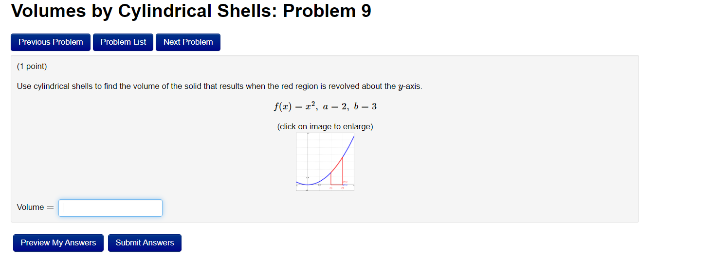 Solved Use cylindrical shells to find the volume of the | Chegg.com