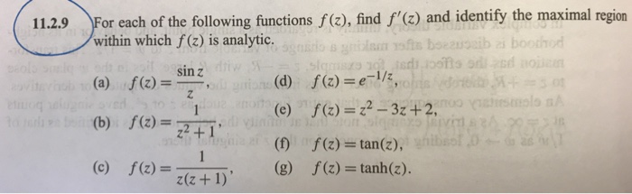 Solved 11.2.9 For each of the following functions f(z), find | Chegg.com