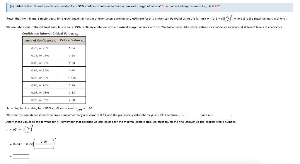 Solved (a) What is the minimal sample size needed for a 95% | Chegg.com