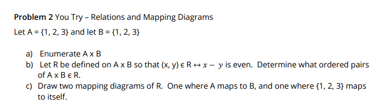 Solved Problem 2 You Try - Relations and Mapping Diagrams | Chegg.com
