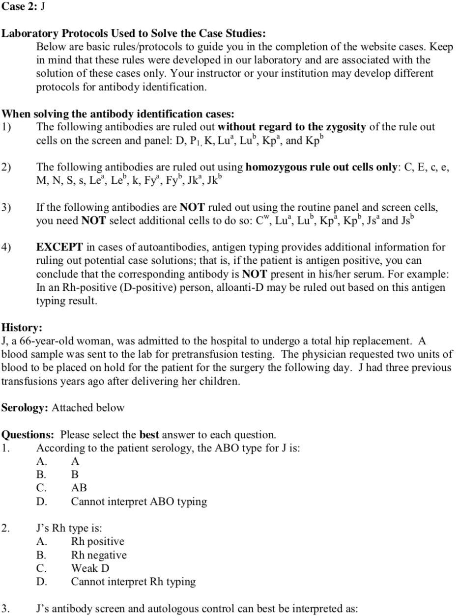 Case 2: J Laboratory Protocols Used to Solve the Case | Chegg.com