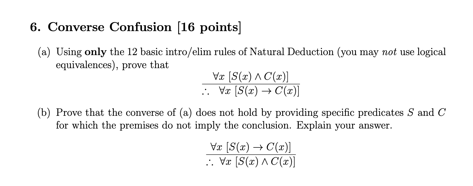 Solved (a) Using only the 12 basic intro/elim rules of | Chegg.com