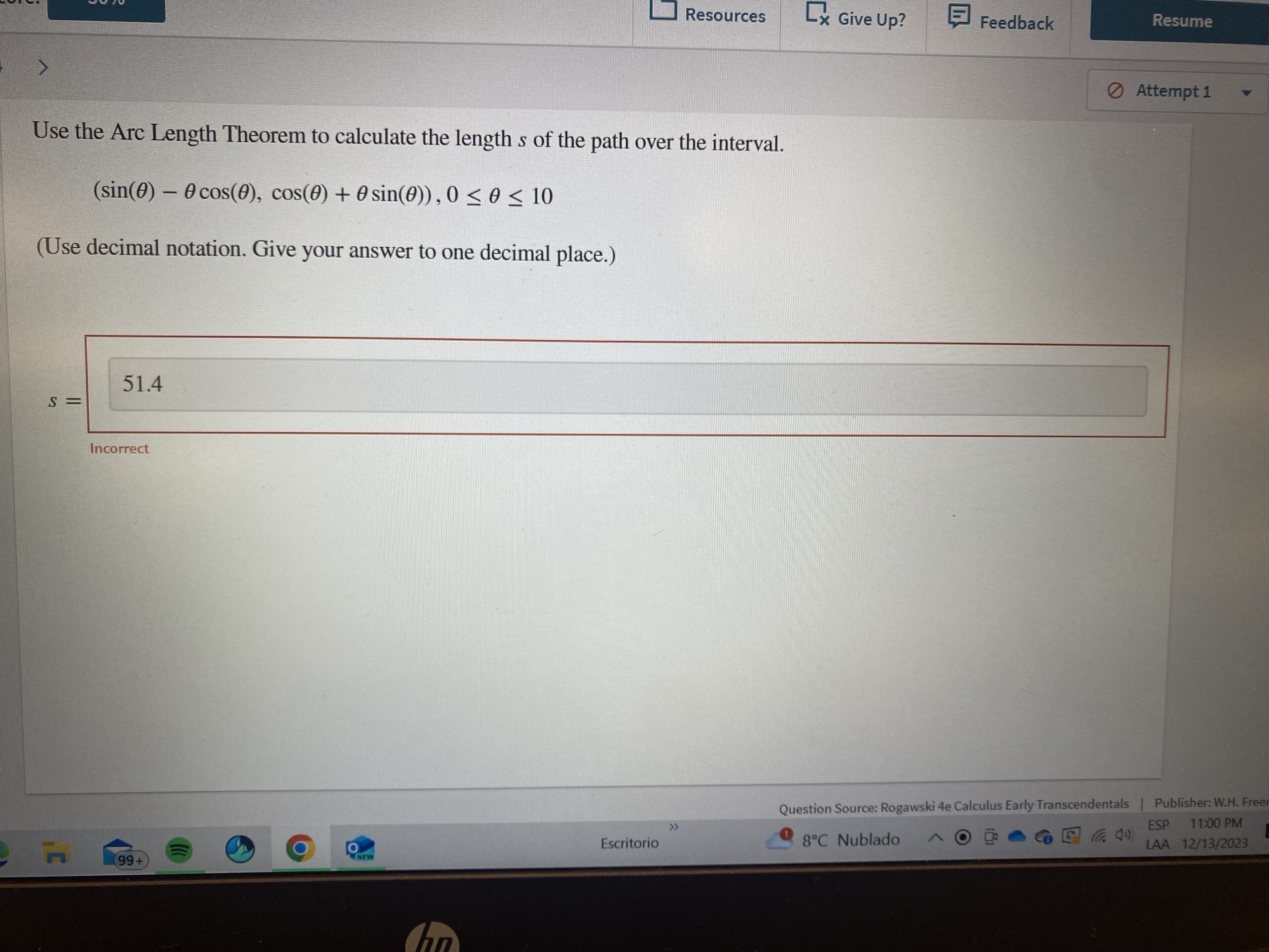 Solved Use the Arc Length Theorem to calculate the length s | Chegg.com