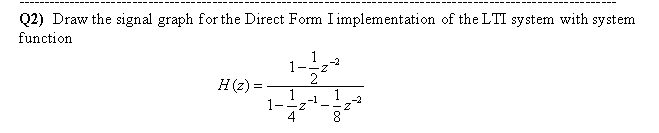 Solved Q2) Draw the signal graph for the Direct Form I | Chegg.com
