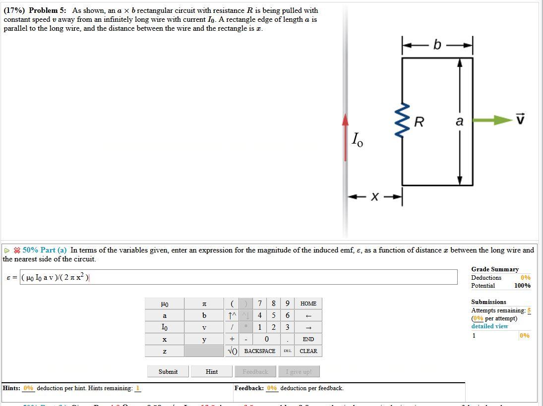 Solved (17\%) Problem 5: As shown, an a×b rectangular | Chegg.com