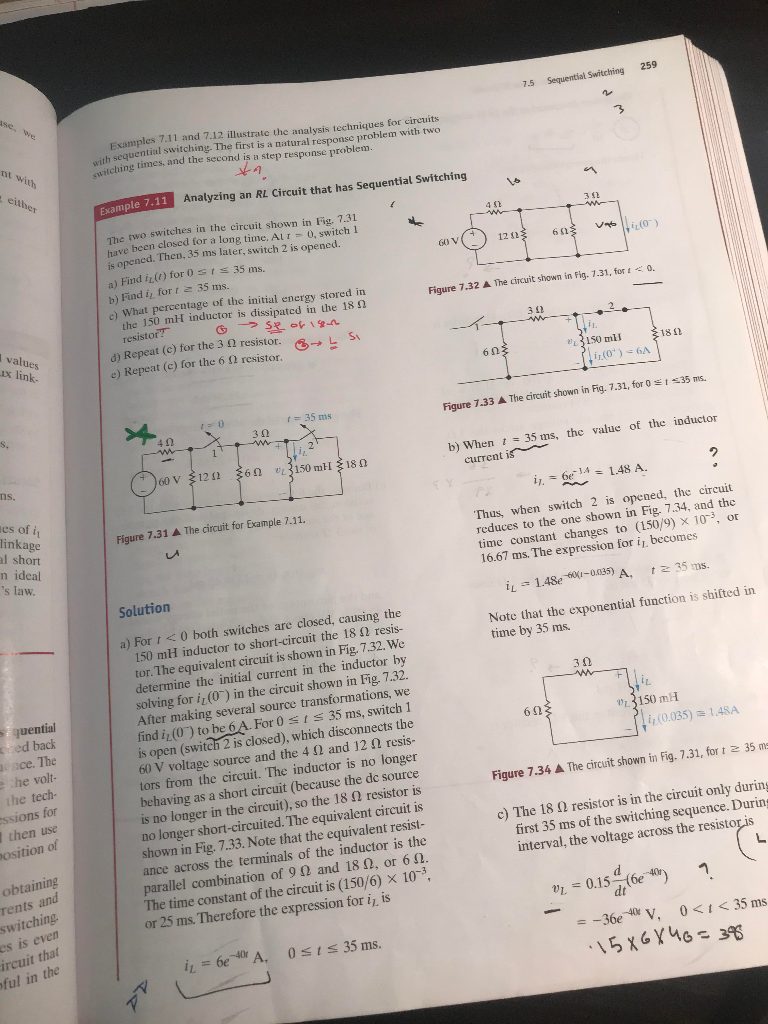Solved ase. we 259 Sequential Switching 7,5 Examples 7.11 | Chegg.com