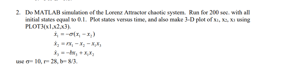 2 Do Matlab Simulation Of The Lorenz Attractor 2738