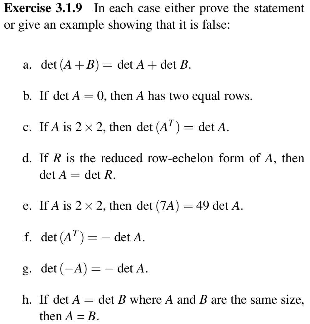 Solved Exercise 3.1.9 In each case either prove the | Chegg.com