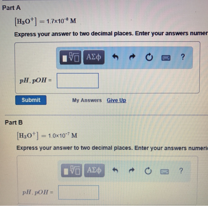 Solved Exercise 16.49 Calculate the pH and poH of each of | Chegg.com