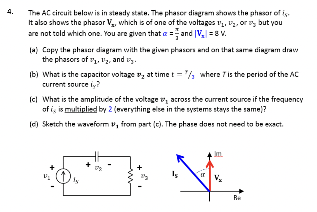 Solved The AC circuit below is in steady state. The phasor | Chegg.com