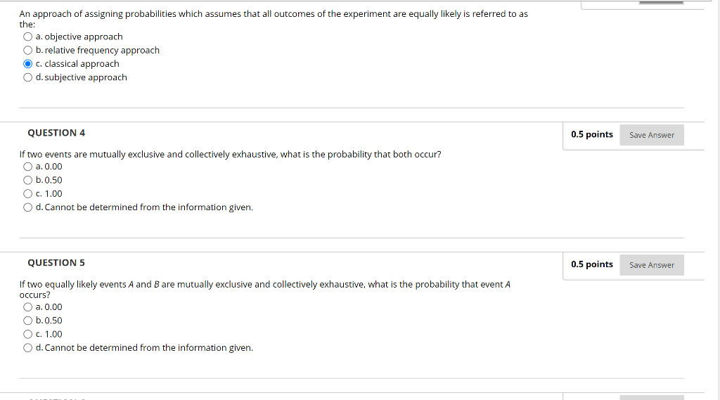 Solved An approach of assigning probabilities which assumes | Chegg.com