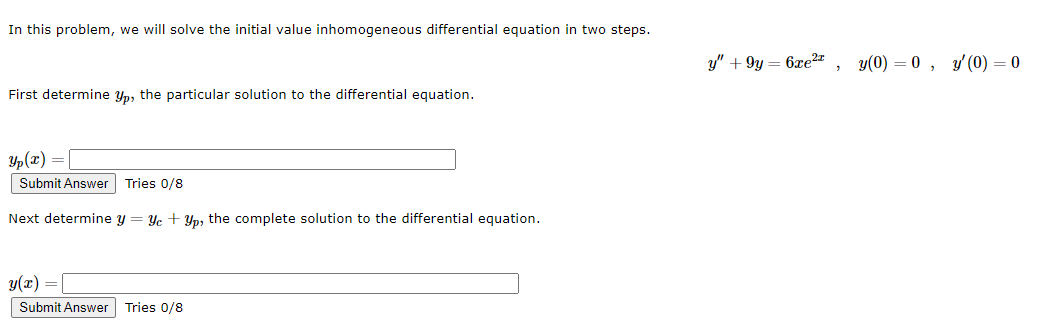 Solved In this problem, we will solve the initial value | Chegg.com