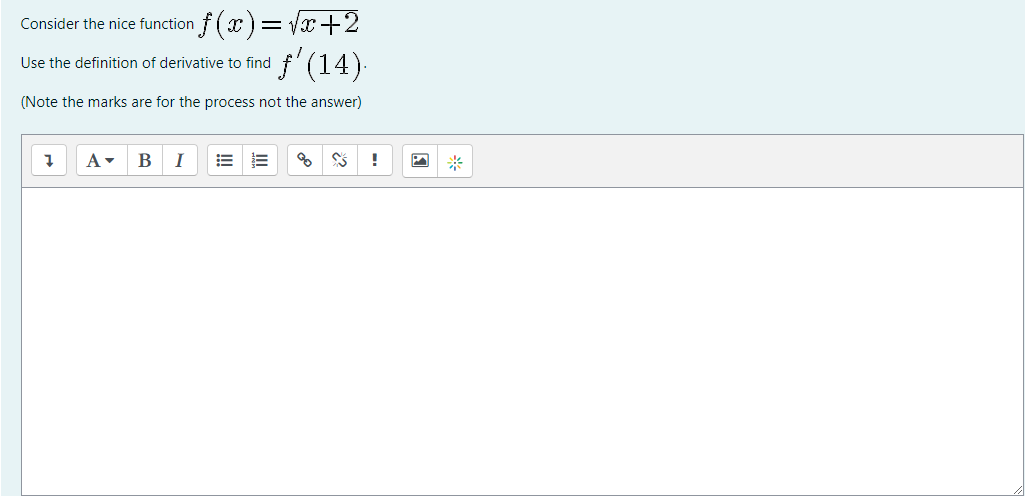 Solved Consider the nice function f(x)= v=+2 f'(14) Use the | Chegg.com