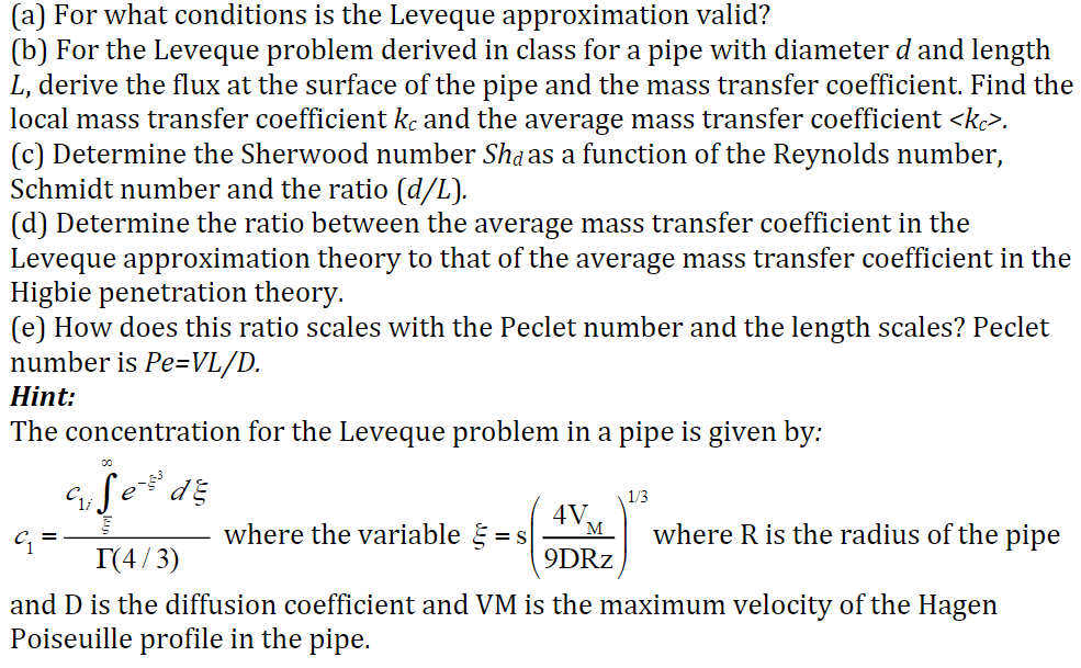 Solved a (a) For what conditions is the Leveque | Chegg.com