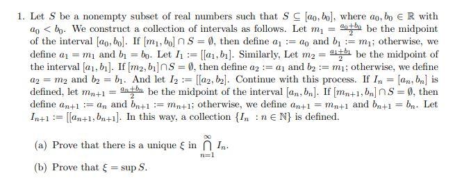 1. Let S be a nonempty subset of real numbers such | Chegg.com