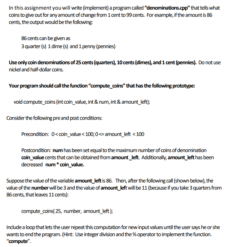 Solved In this assignment you will write (implement) a | Chegg.com