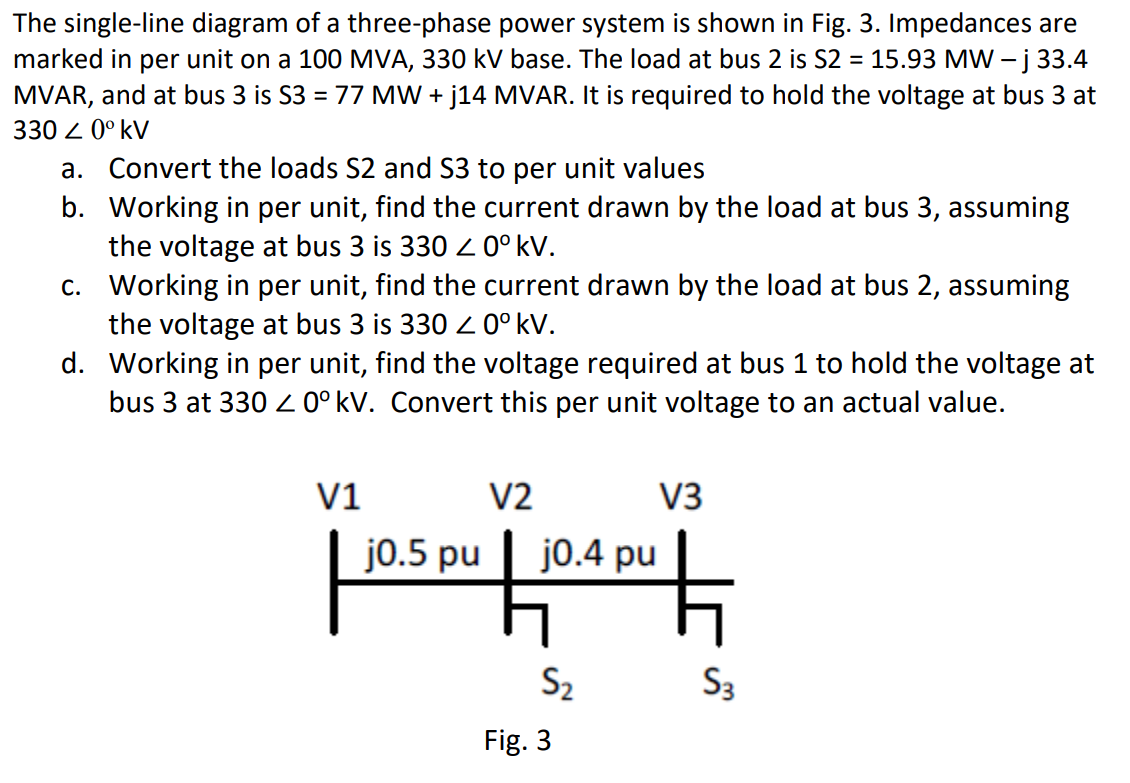Solved The single-line diagram of a three-phase power system | Chegg.com