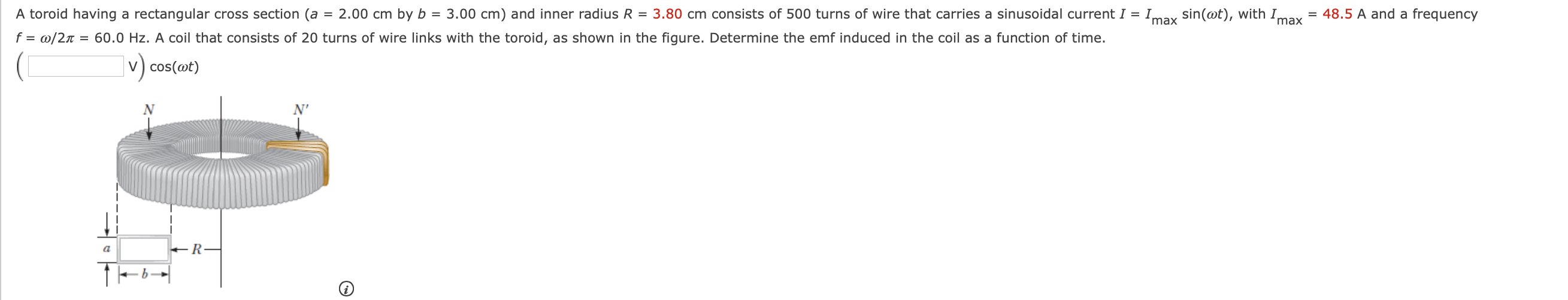 Solved A toroid having a rectangular cross section (a = 2.00 | Chegg.com